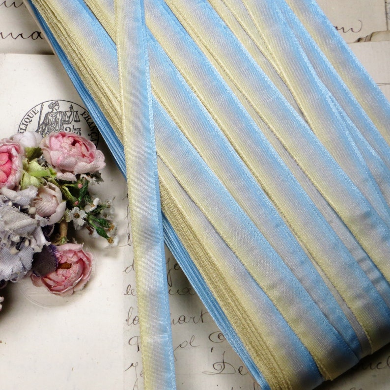 1y BLUE BUTTER YELLOW Ombre Taffeta Ribbon Tag: Ribbonwork - Etsy