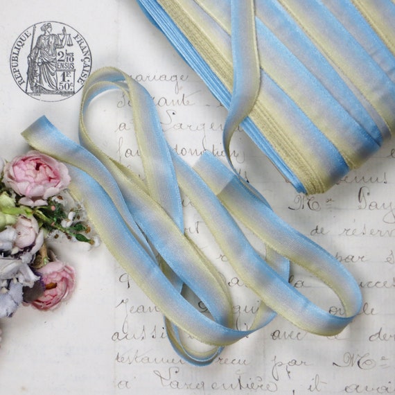 1y BLUE BUTTER YELLOW Ombre Taffeta Ribbon Tag: Ribbonwork - Etsy
