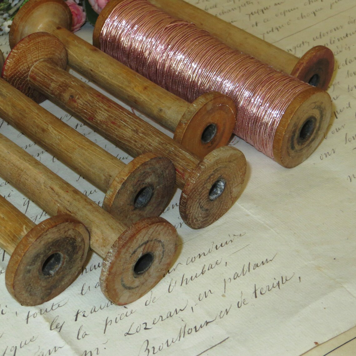 1 ANTIQUE FRENCH BOBBIN Wooden Spool Use for Hand Embroidery | Etsy