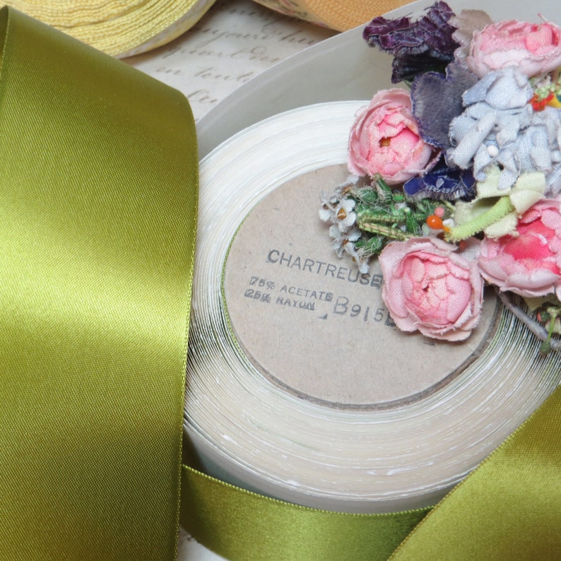 1y CHARTREUSE SATIN RIBBON 1 5/8 Lime Green Chartreuse - Etsy