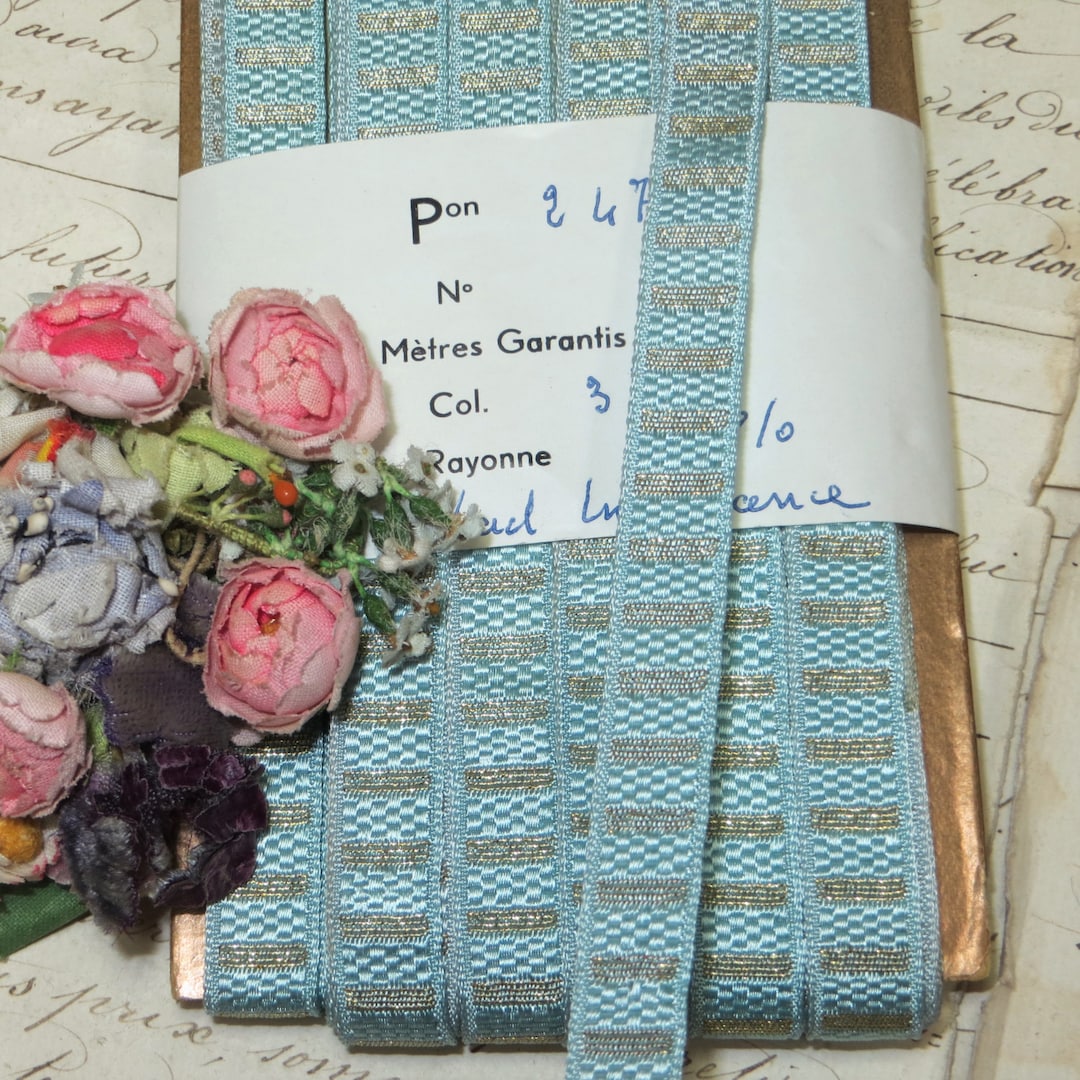 1y FRENCH BLUE METALLIC Rayon Trim Metal Baby Light N Passementerie ...