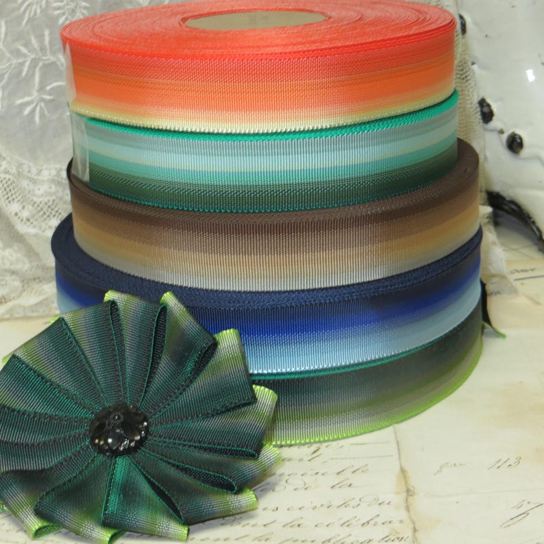 1y 7/8 GREEN VARIEGATED OMBRE Ribbon French Trim Cocarde - Etsy