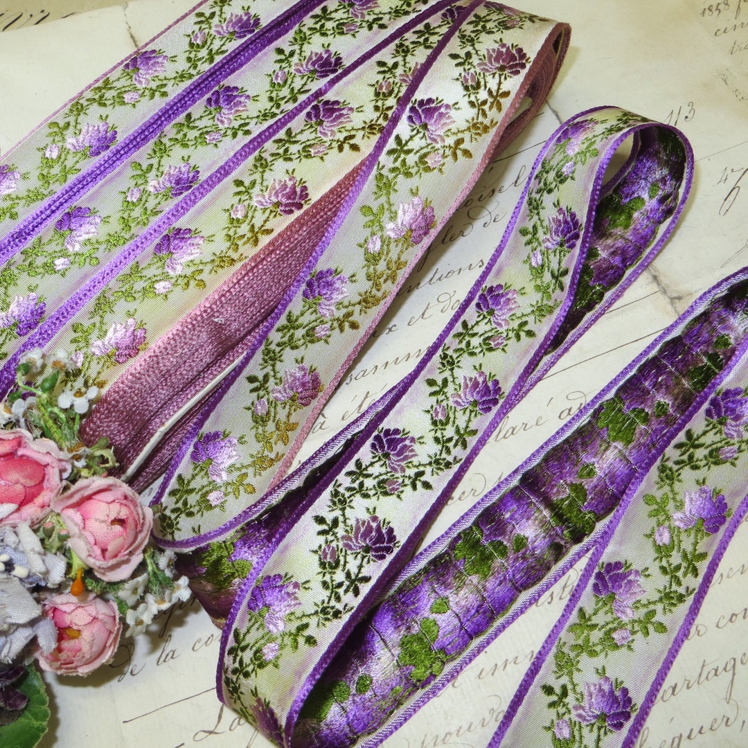 1y FRENCH LAVENDER FADED Ombre Violet Rose White Jacquard - Etsy