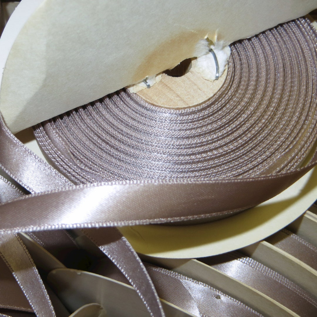 20y Roll MAUVE GRAY CHAMPAGNE 3/8" Satin Ribbon Double Faced Trim Taupe ...