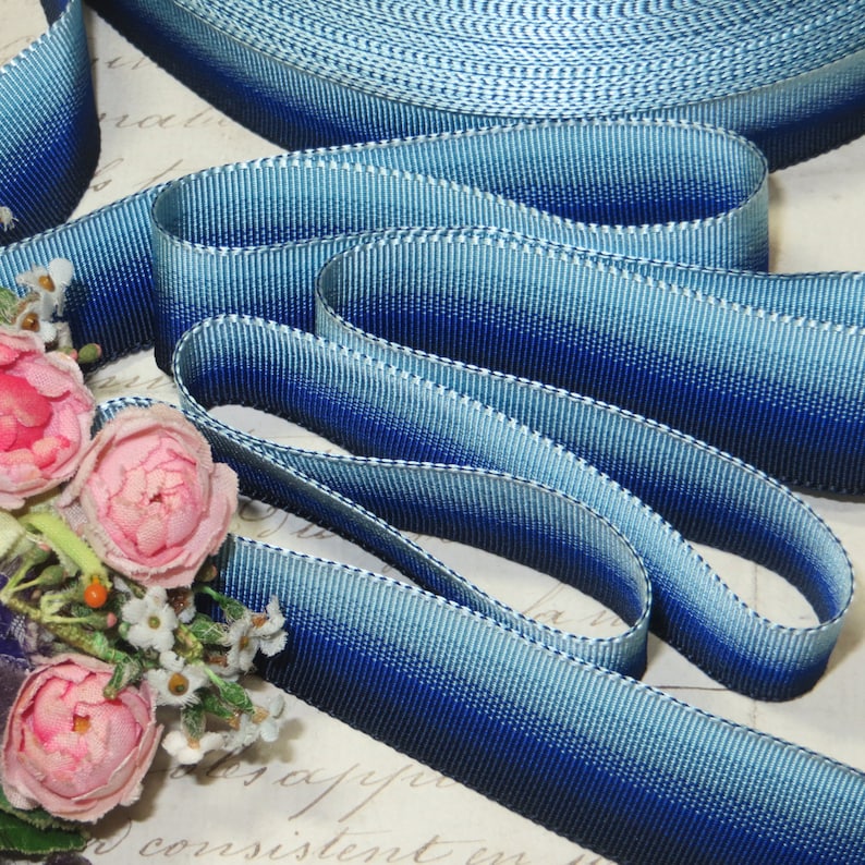 1y 7/8 BLUE VARIGATED OMBRE Ribbon French Trim Cocarde | Etsy