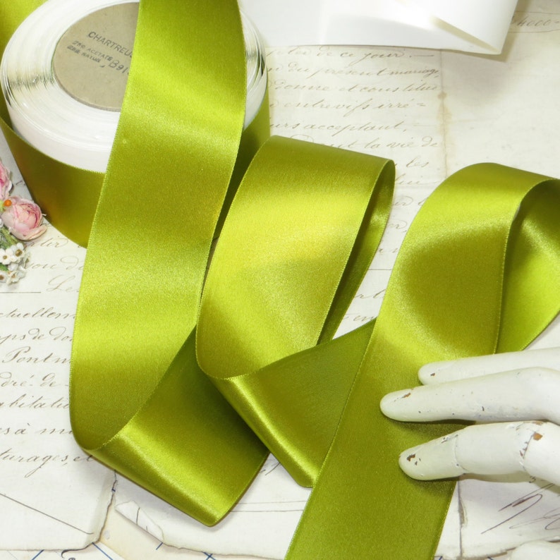 1y CHARTREUSE SATIN RIBBON 1 5/8 Lime Green Chartreuse - Etsy