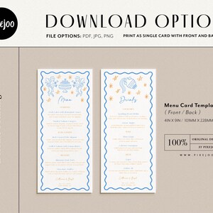 CUPID Menu + Place Cards Template | Scribble Wedding Menu | Wave and ...
