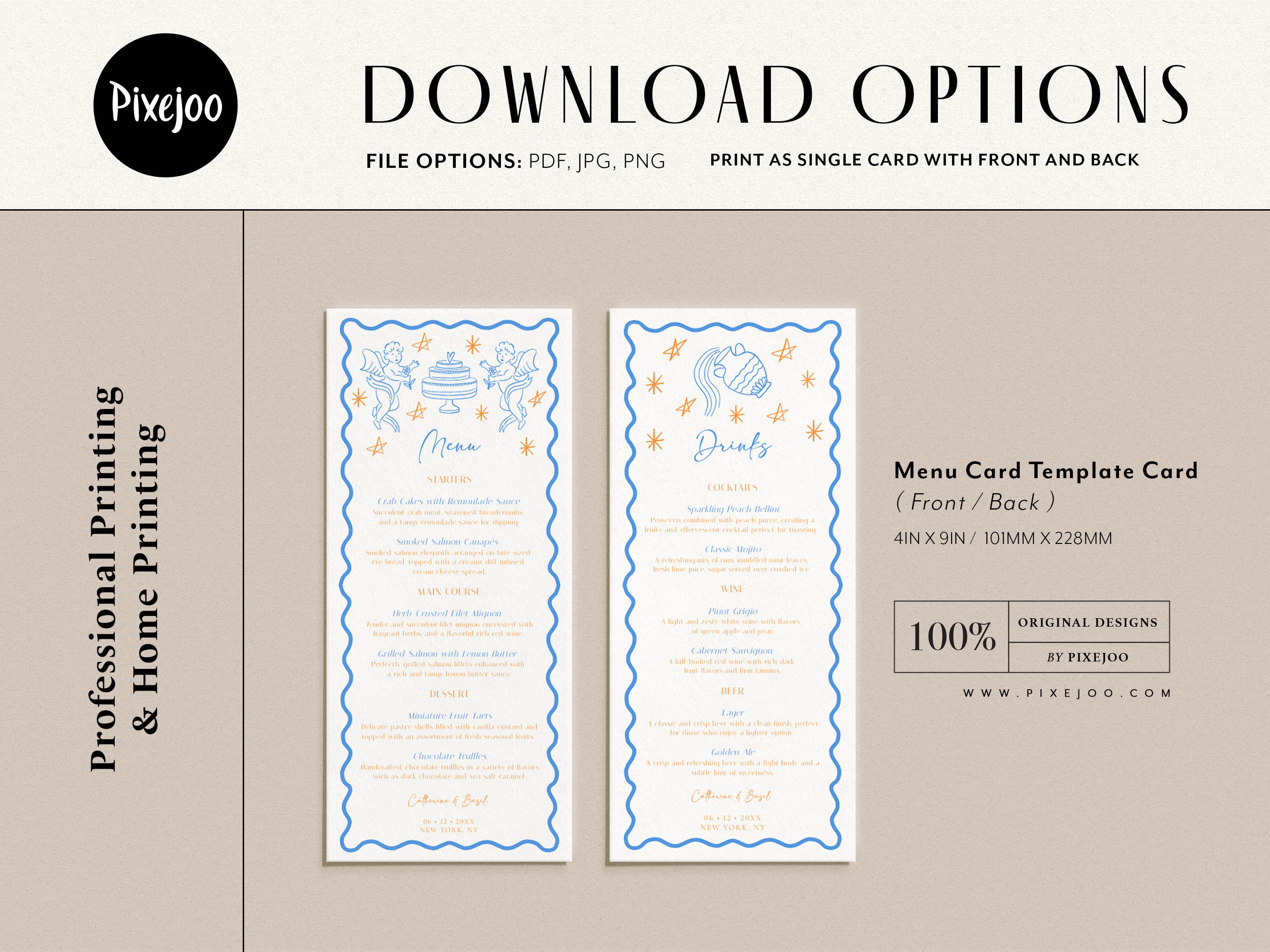 CUPID Menu Place Cards Template Scribble Wedding Menu Wave and ...
