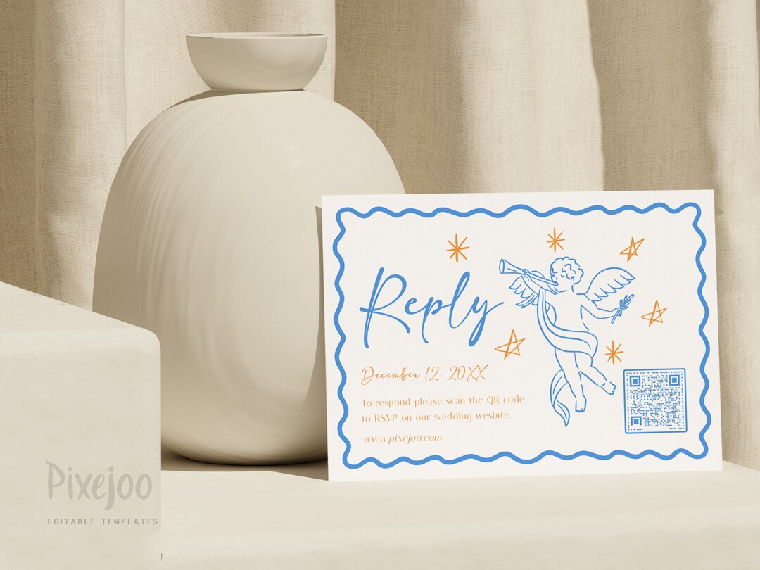 CUPID QR Code Respond Card | Whimsical, Funky, Angel, Editable,wavy ...