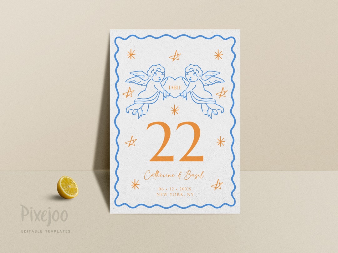 CUPID Table Number Template | Wedding Table Sign | Whimsical Hand Drawn ...