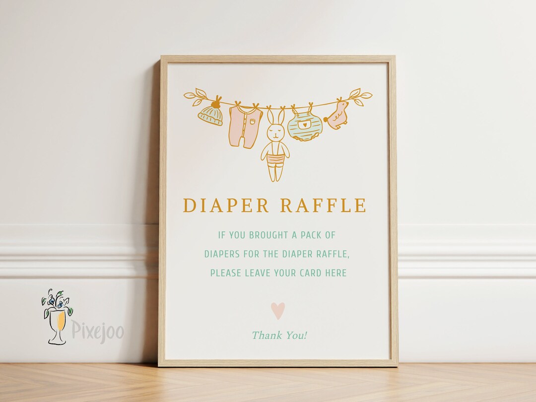 LULU Baby Shower Clothesline Diaper Sign and Ticket Template Boho ...
