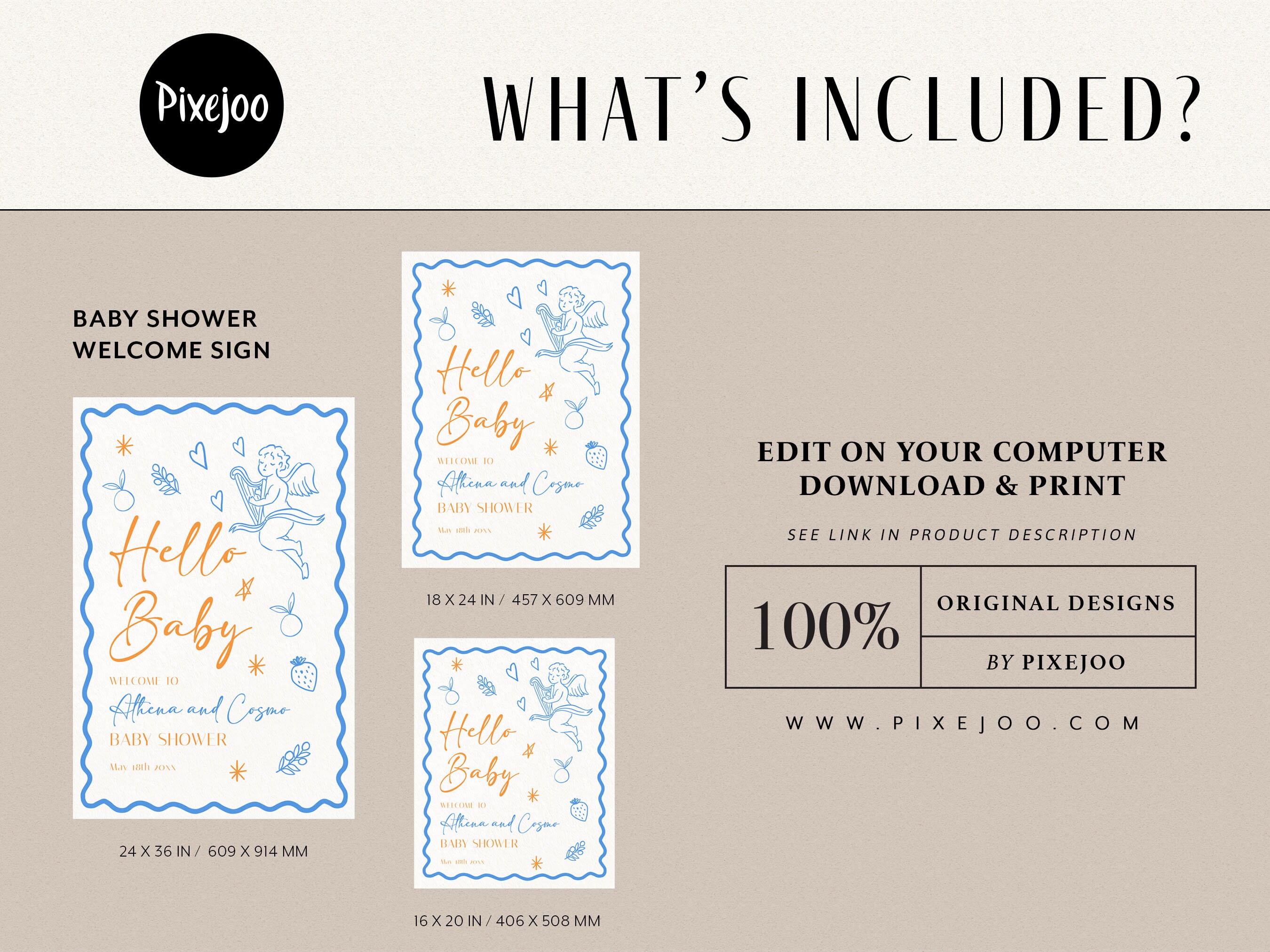 CUPID Editable Baby Shower Welcome Sign | Gender Neutral Baby Shower ...