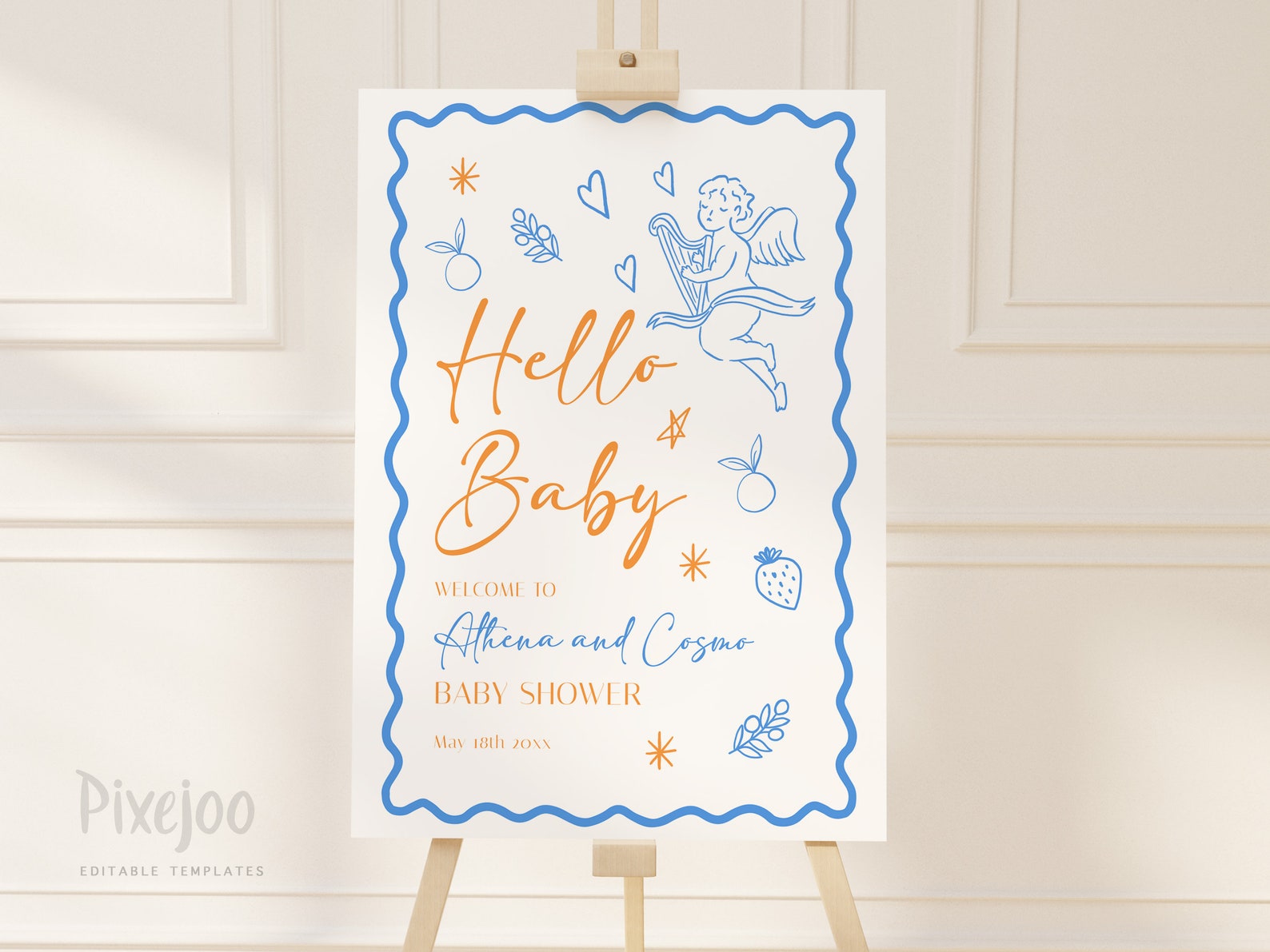 CUPID Editable Baby Shower Welcome Sign | Gender Neutral Baby Shower ...