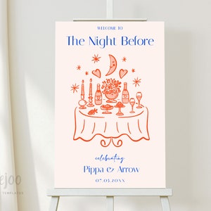 Wedding Welcome Sign, Night Before Wedding Sign, Hand Drawn Welcome ...