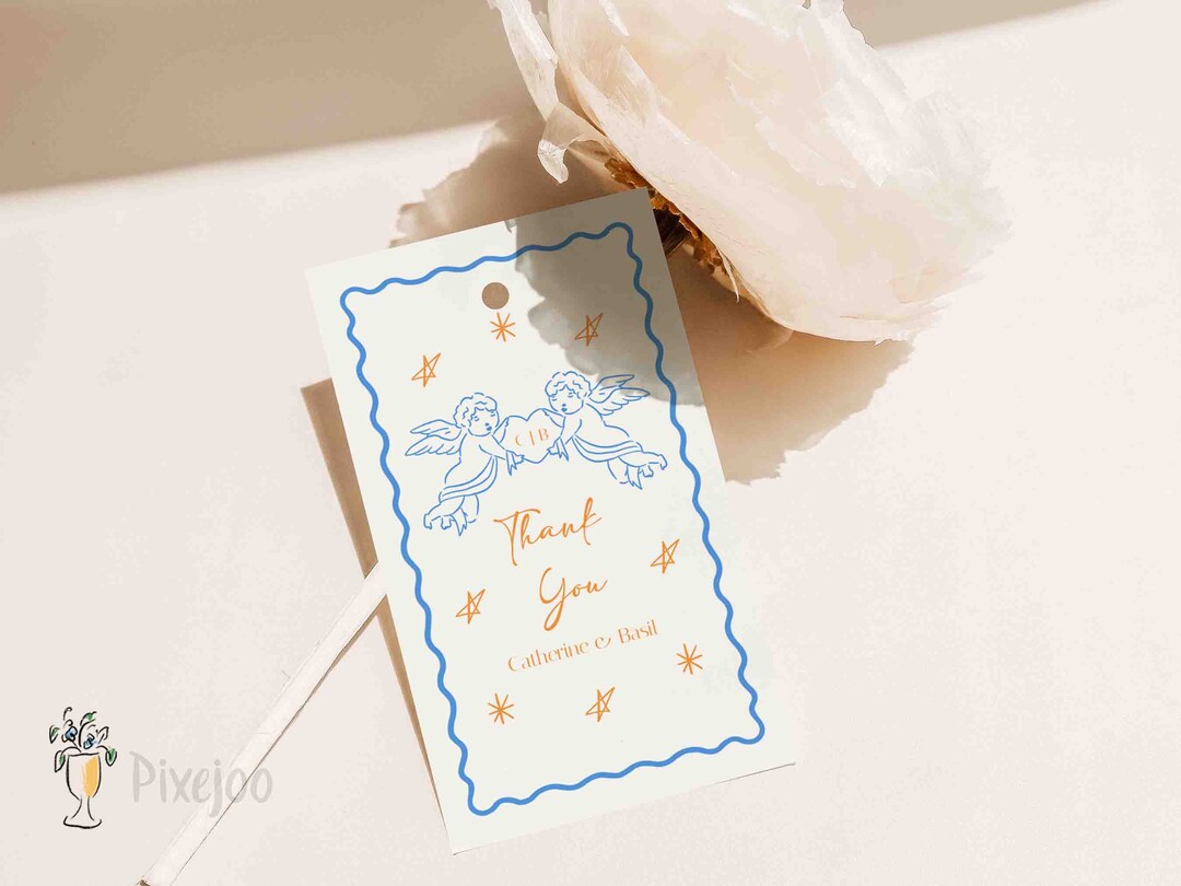 CUPID Favor Tag Editable Gift Tag Template, Wavy Cupid Hand Drawn ...