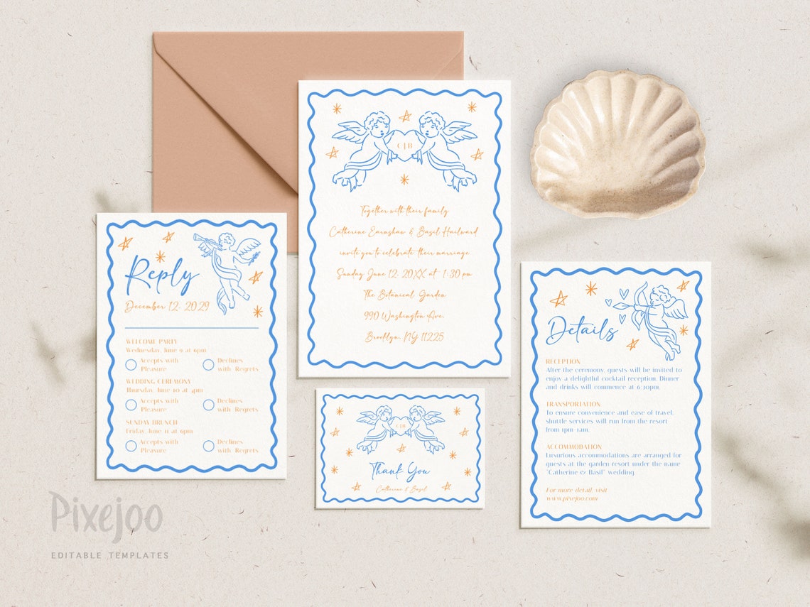 CUPID Wedding Invitation Suite With QR Code | Whimsical Wedding Suite ...