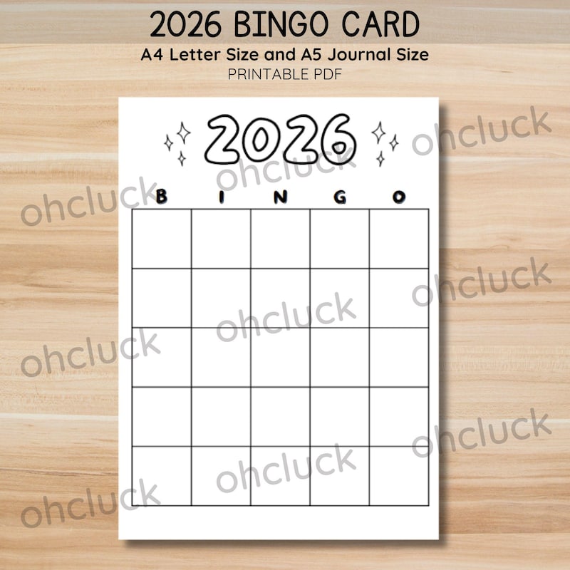 2026 Fill in Bingo Card - Etsy
