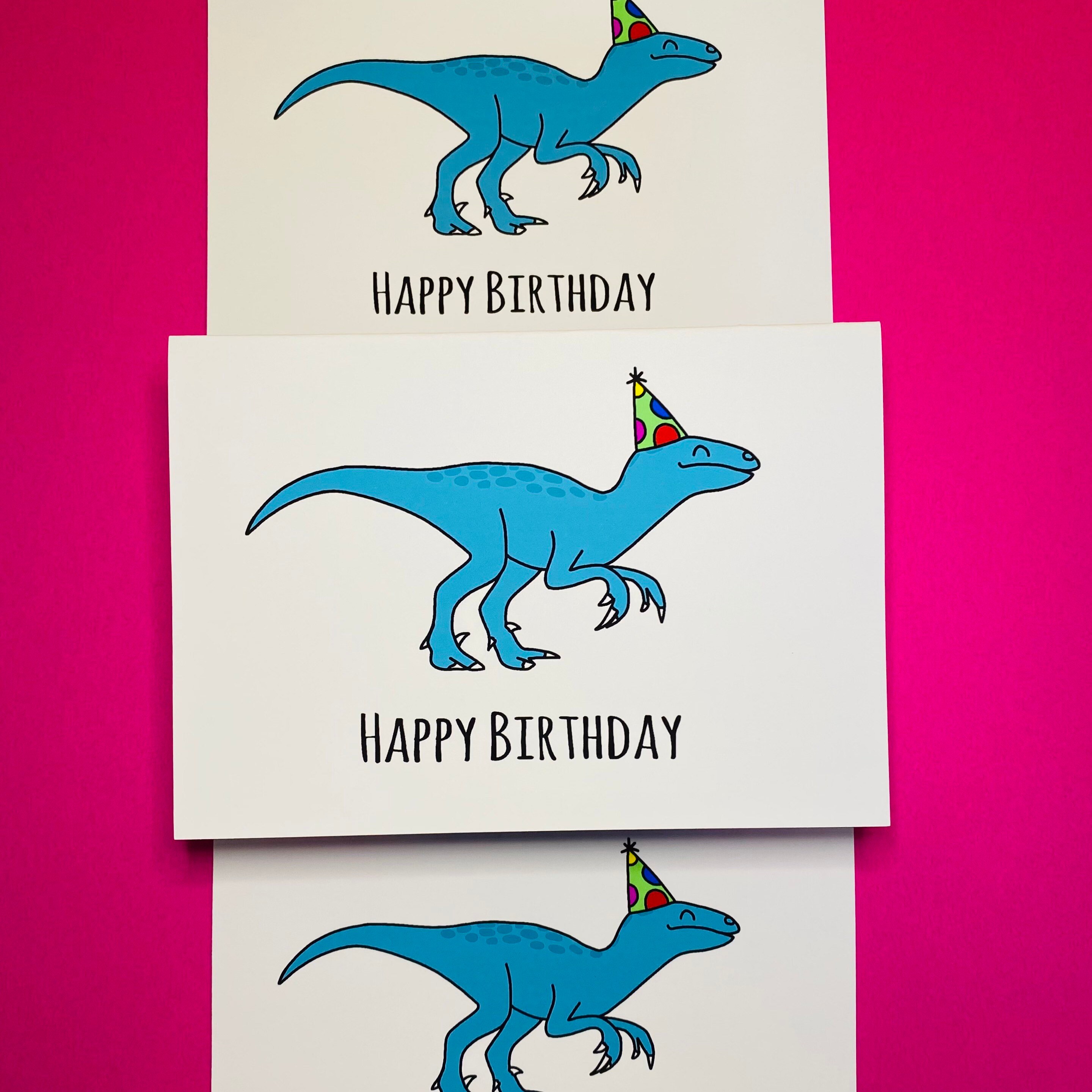 Velociraptor Birthday Card - Etsy
