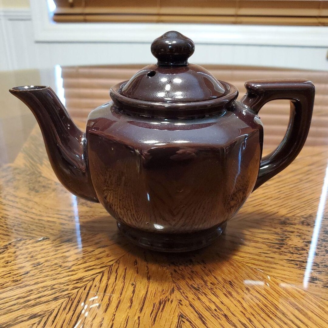 Small Brown Octagonal Shaped Chocolate Brown Teapot - Etsy