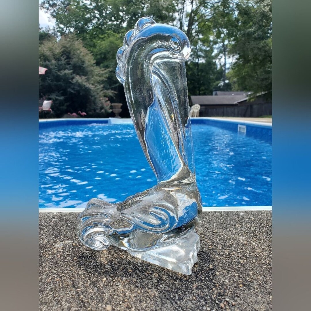 RARE 1940's Vintage Paden City Glass Barth Art Pelican 10" Crystal ...