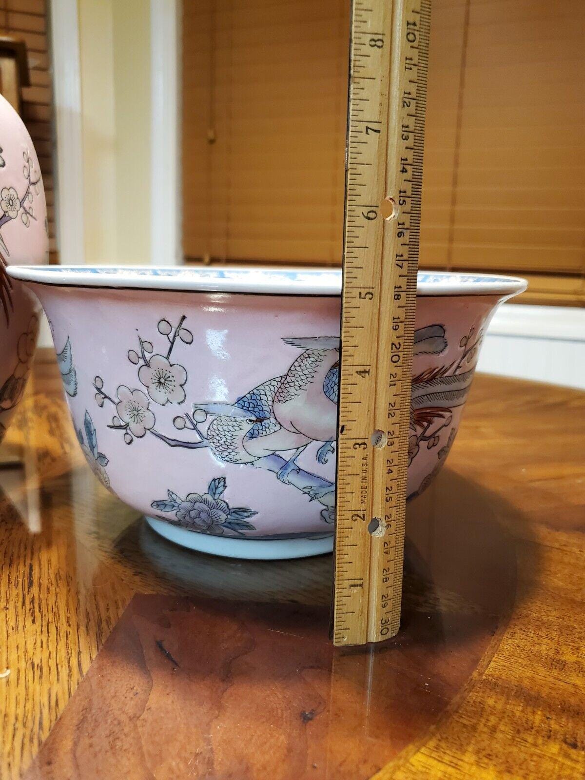 RARE FIND! Chinoiserie Andrea by Sadek Pink Ginger Jar and Fish Bowl ...