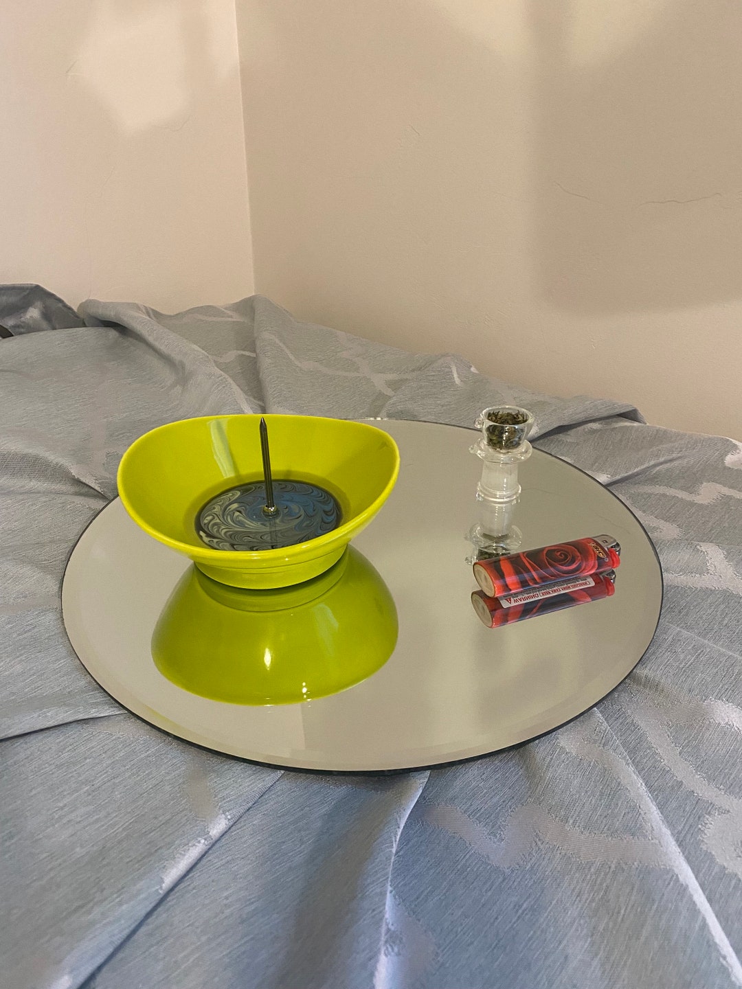 Neon Double Swirl Resin Ashtray, Ashtray With Poker, Smudge Stick ...
