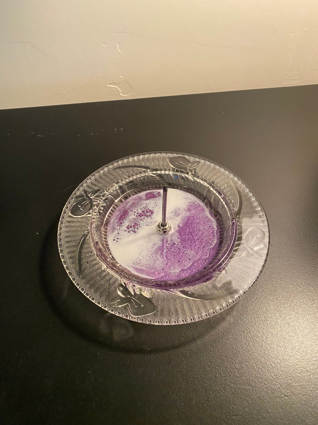Purple Bubbly Resin Ashtray, Ashtray With Poker, Smudge Stick Holder ...