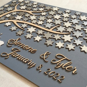 Winter 3D Guestbook With Deer, Tree of Snowflakes, Wedding or ...
