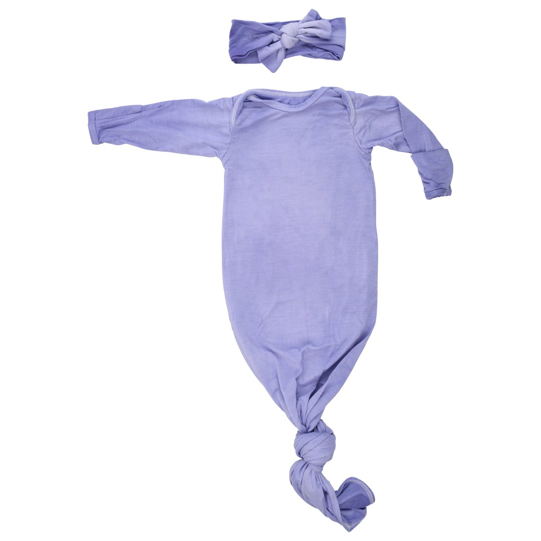 Lavender Haze Hand-dyed Knotted Baby Gown With Bow - Etsy