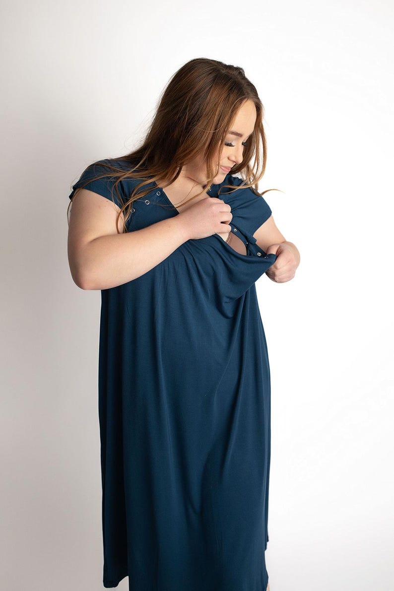Three Little Tots Navy Blue Labor and Delivery Nursing Hospital Gown ...
