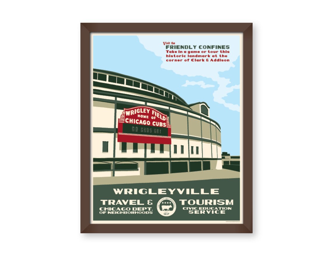 Wrigleyville Chicago Neighborhood Wrigley Field WPA-Inspired | Etsy
