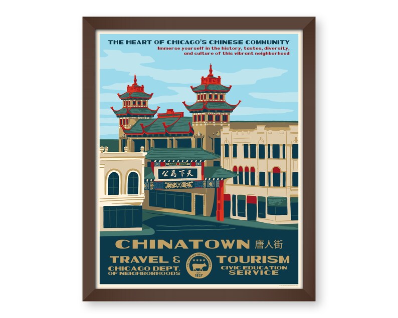 Chinatown 唐人街 chicago Neighborhood Wpa-inspired Poster - Etsy