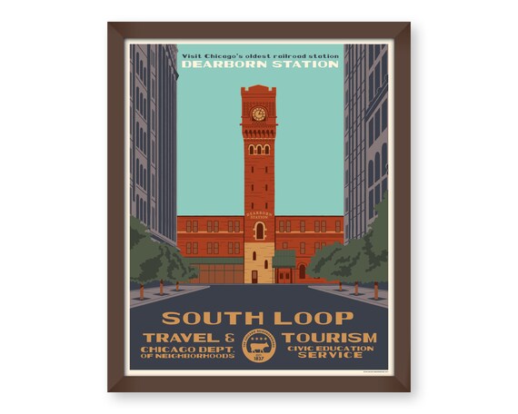 South Loop chicago Neighborhood Wpa-inspired Poster | Etsy