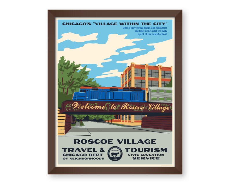 Roscoe Village (chicago Neighborhood) Wpa-inspired Poster - Etsy