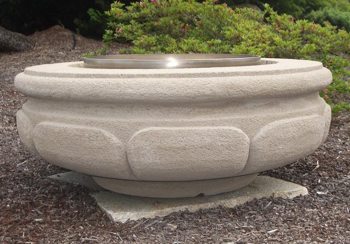 Outdoor Custom Concrete Firepit firepot Hand-carved lotus Design - Etsy