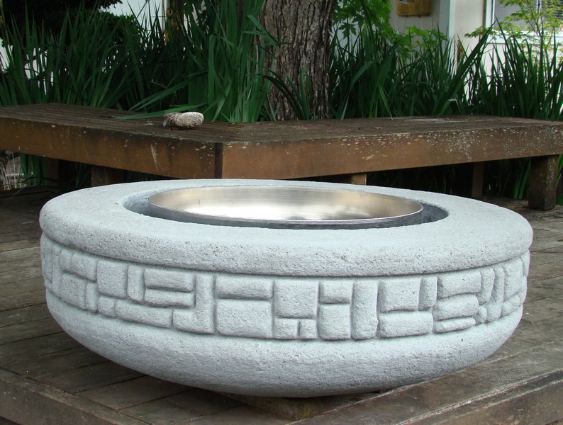 Concrete Outdoor Firepit (firepot) Hand-carved (geo Design) - Etsy