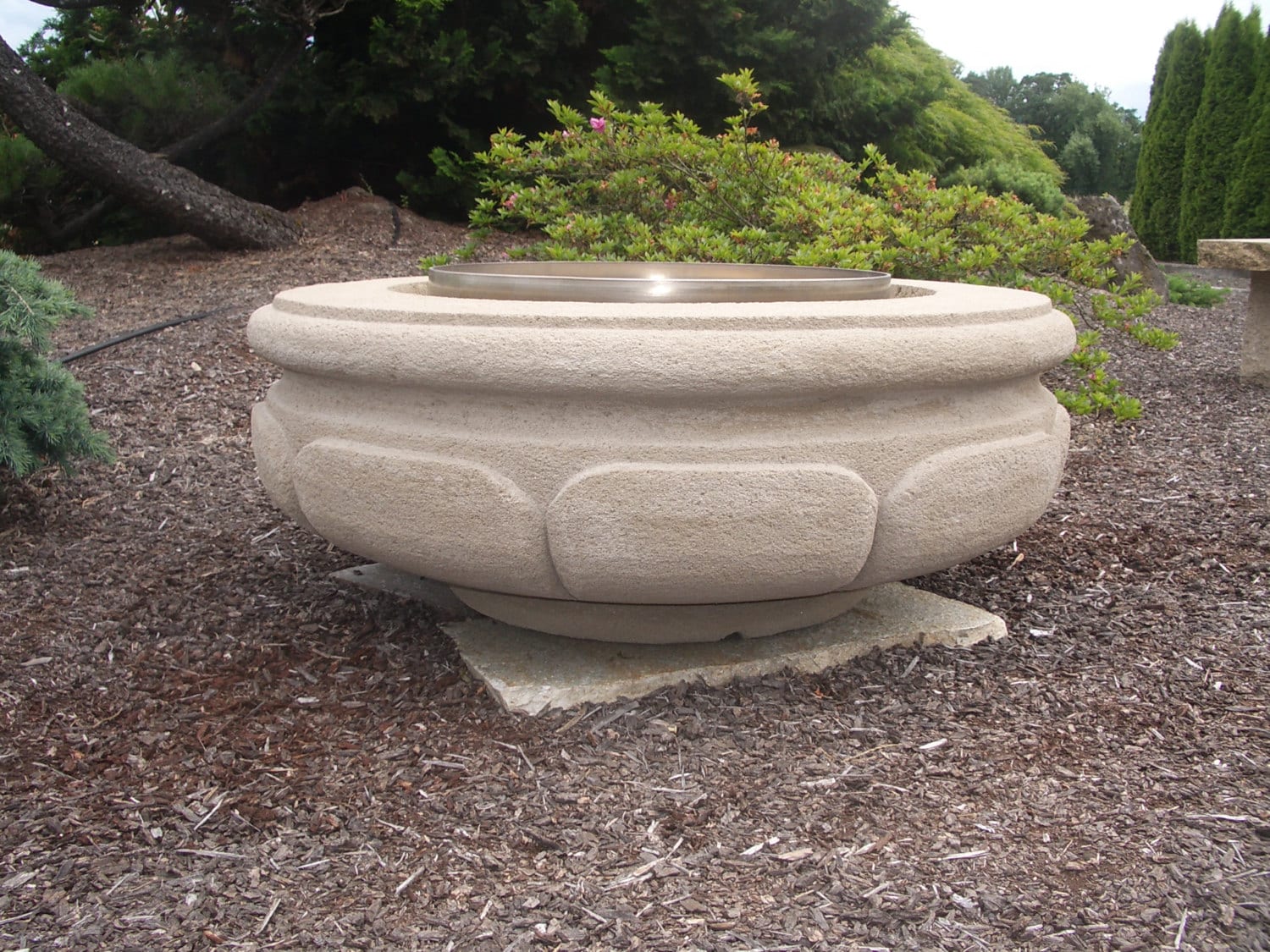 Outdoor Custom Concrete Firepit firepot Hand-carved lotus Design - Etsy