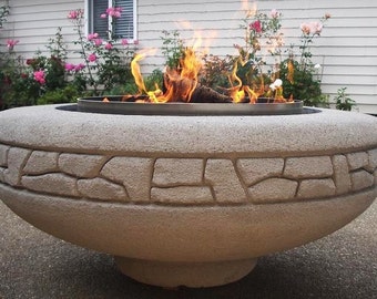 Concrete Mosaic Firepit firepot Hand-carved by Joe Rivera & | Etsy