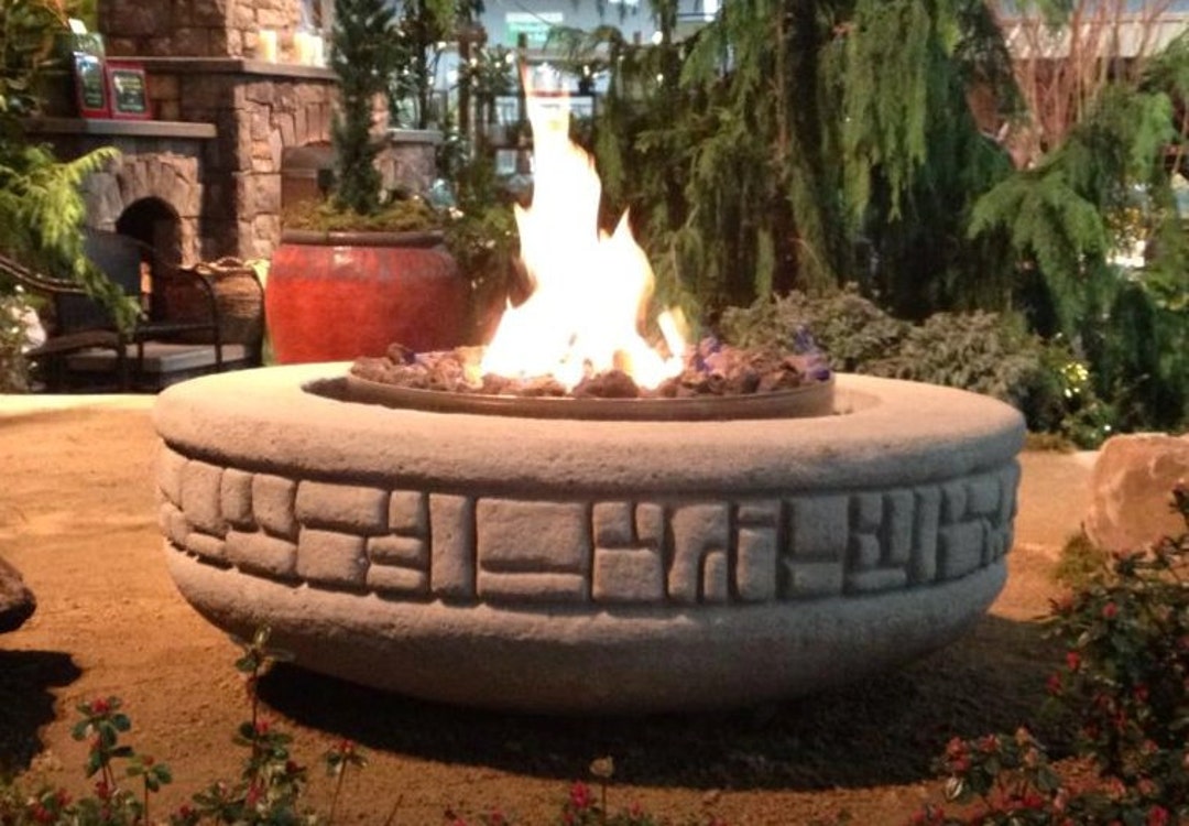 Concrete Outdoor Firepit (firepot) Hand-carved (geo Design) - Etsy
