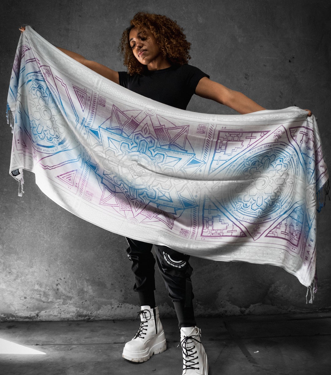 WHITE AMETHYST DHARMA • Reversible Festival Shawl / Scarf // Festival ...