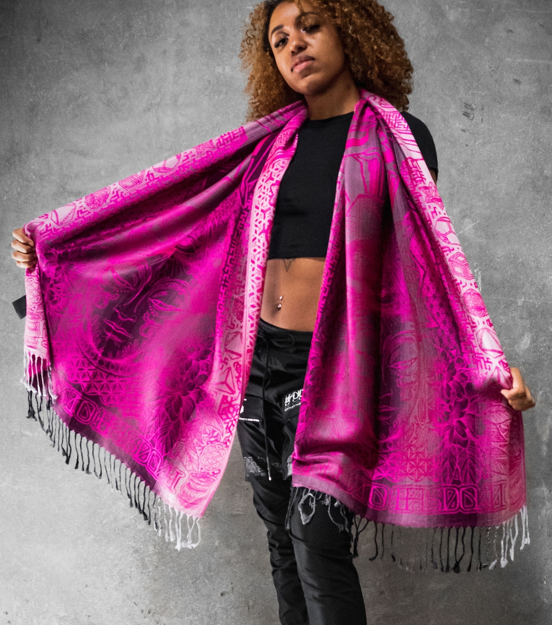 WOUNDS TO WISDOM • Yantrart X Rage Nation • Pink Gradient Shawl /scarf ...