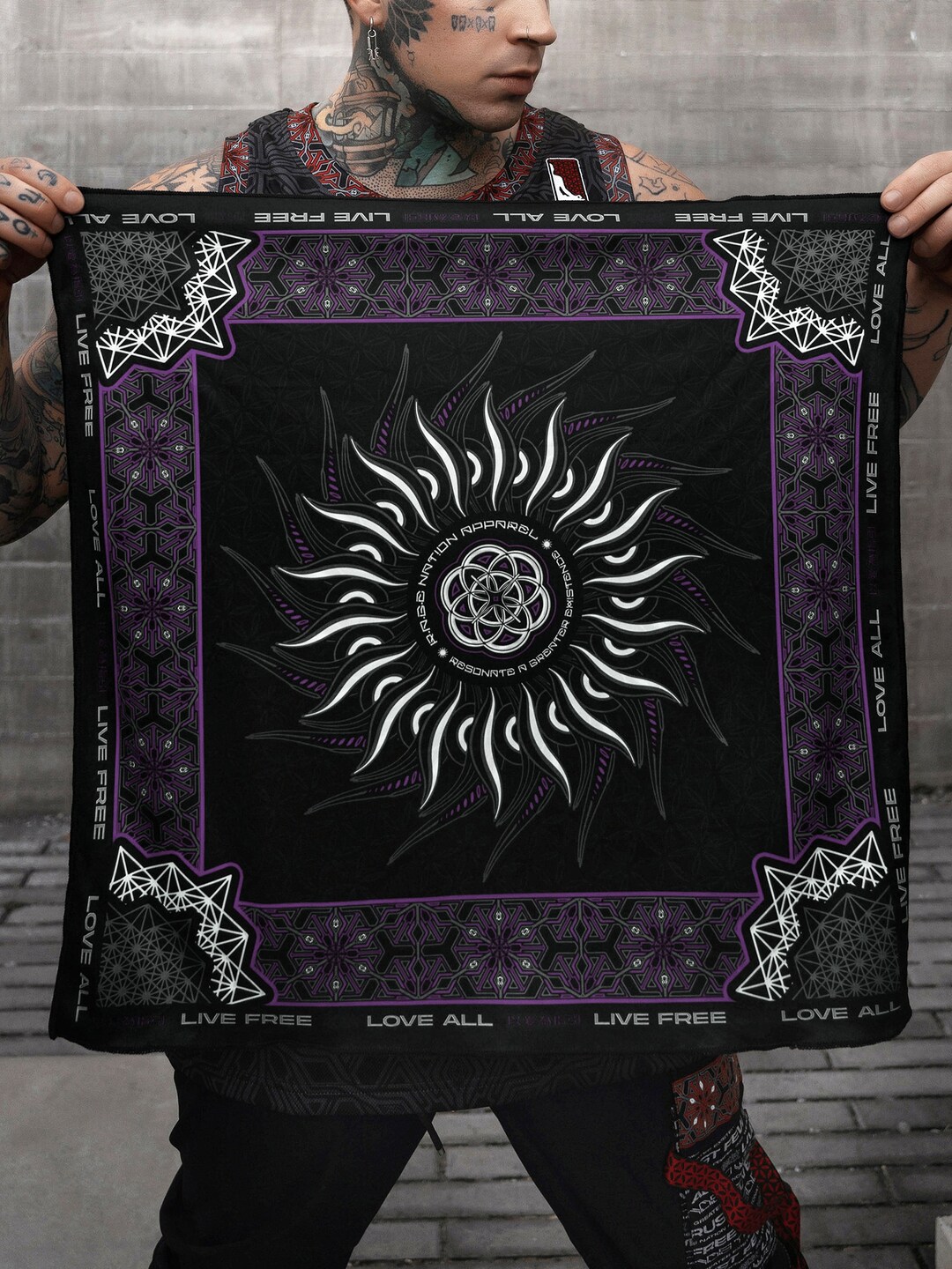 PROTECTED BY INTENT • Purple Haze Double-sided Bandana / Festival ...