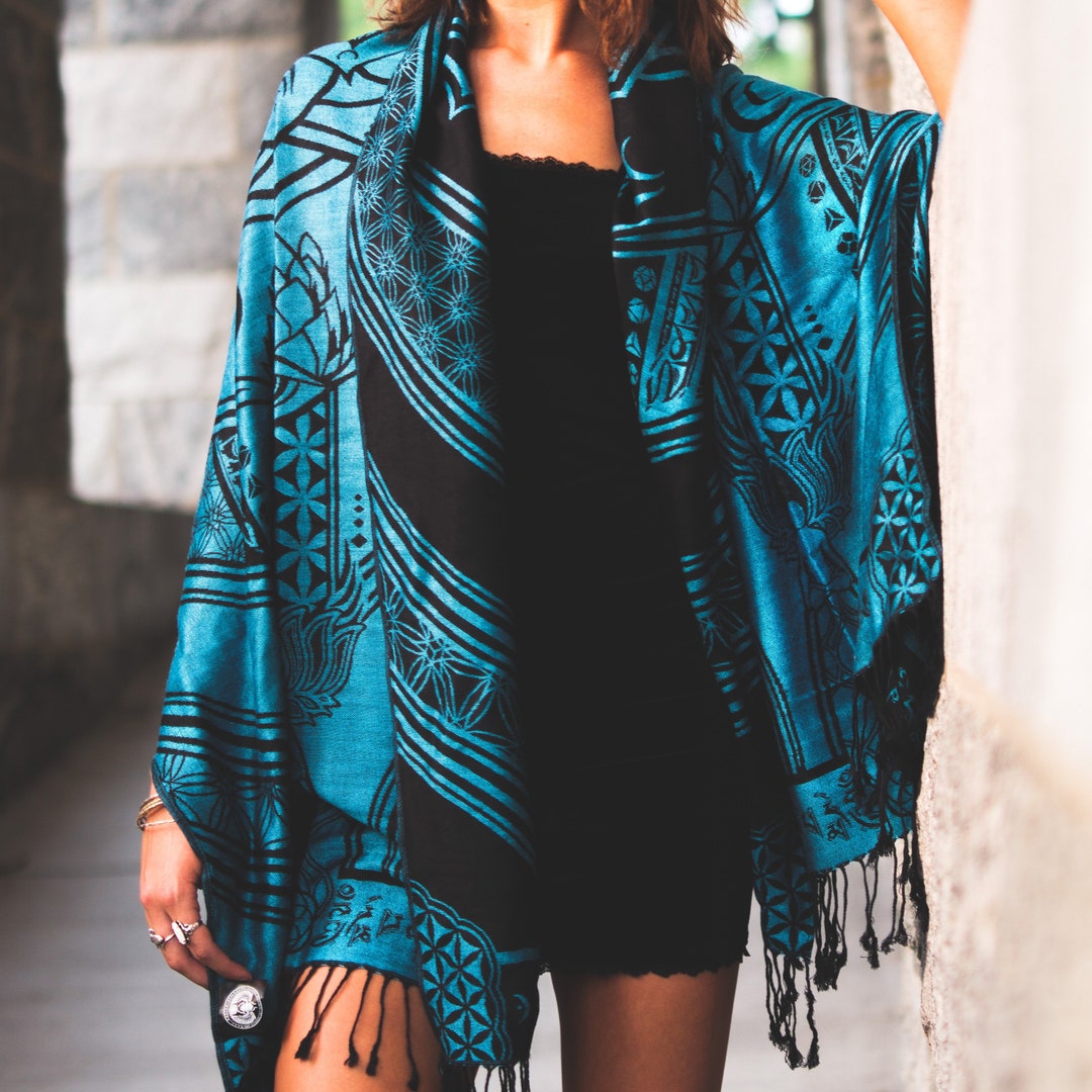 MANTRA SKY BLUE // Festival Pashmina / Festival Scarf / Rave Shawl ...