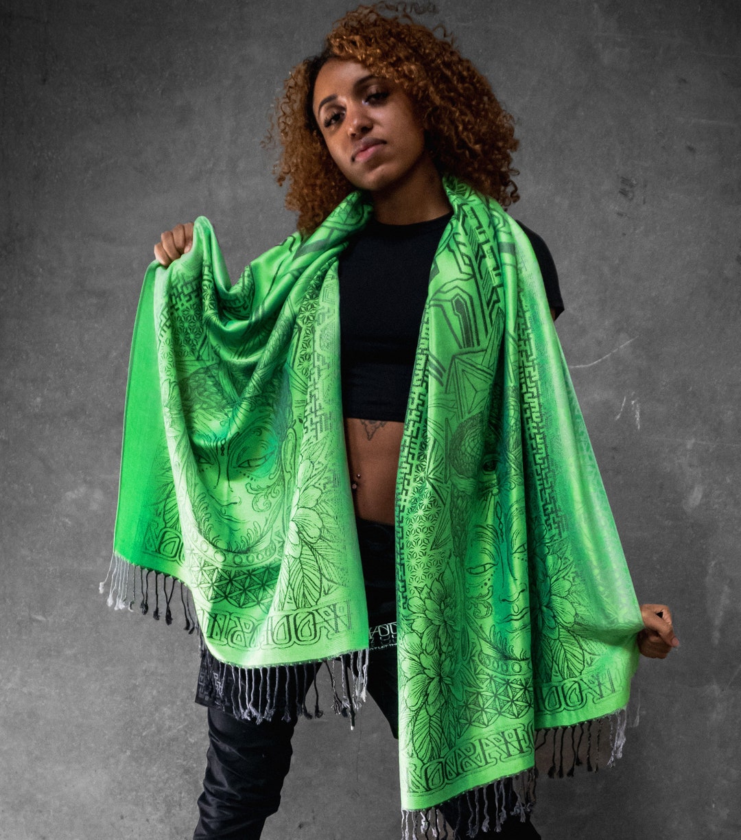 WOUNDS to WISDOM • Yantrart X Rage Nation • UV Reactive Green Shawl ...