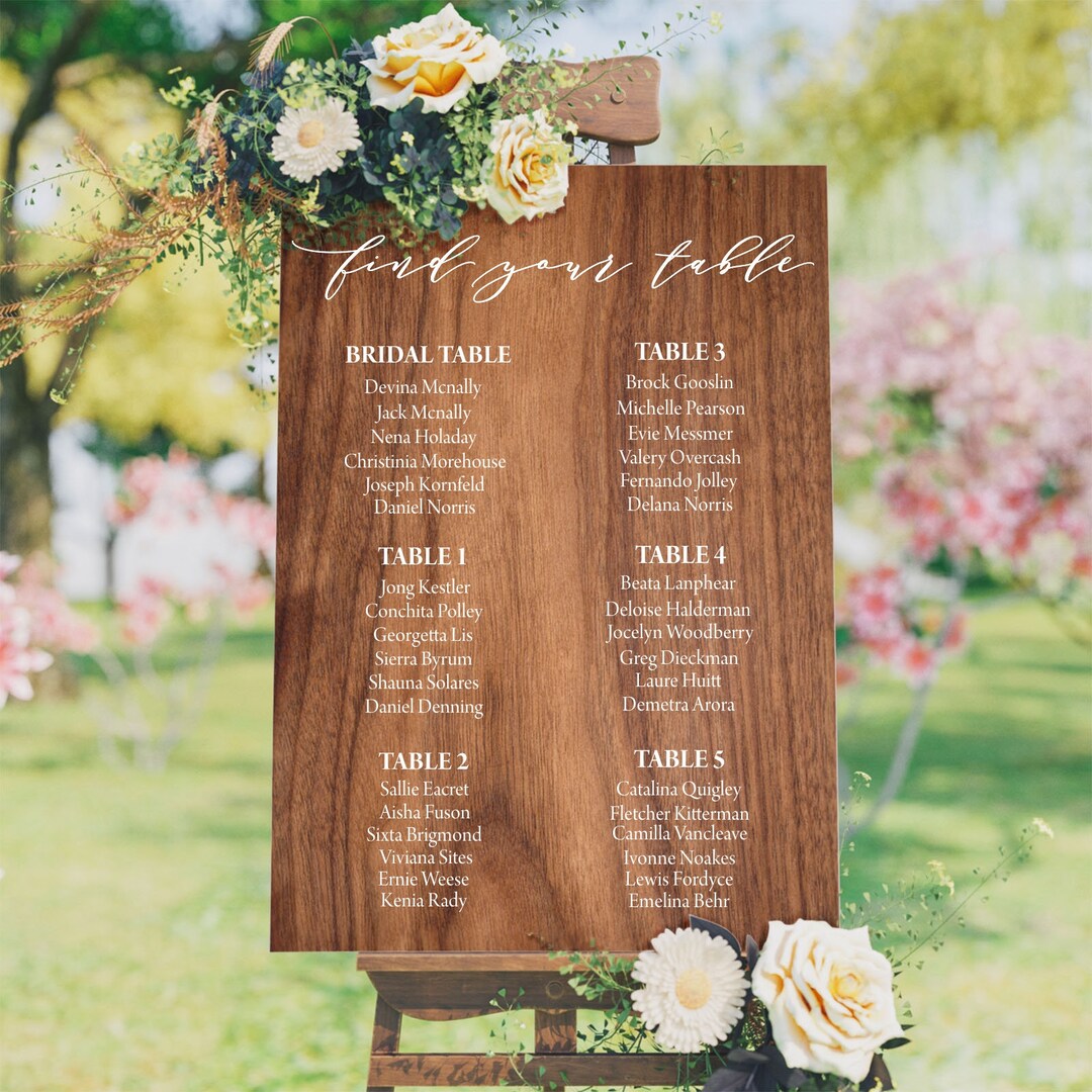Find Your Table Seating Plan Wedding Sign - Quality 6mm Wooden MDF Sign ...