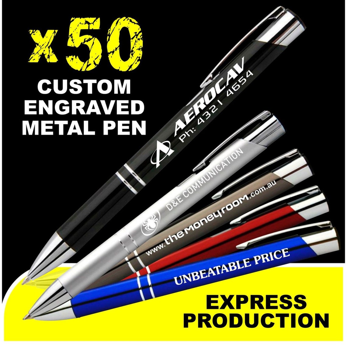 50x Custom Engraved Metal Pens Business Promotion Corporate - Etsy