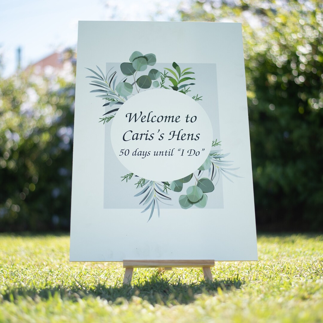Personalised 6mm Thick Hens Party Welcome Sign With White Background ...