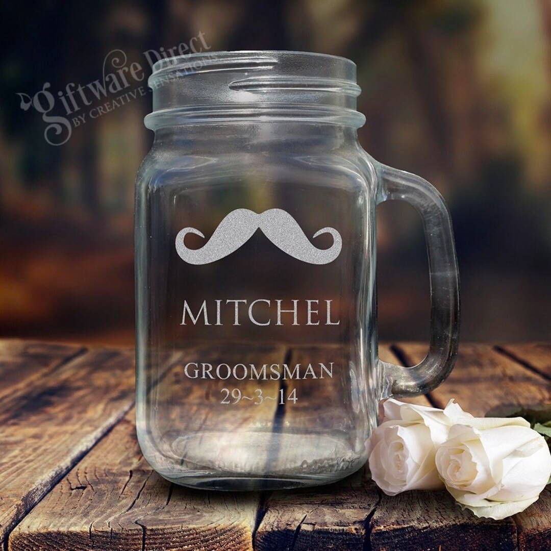 Personalised Engraved Mason Jar Drinking Glass Redneck Mug Wedding Gift ...