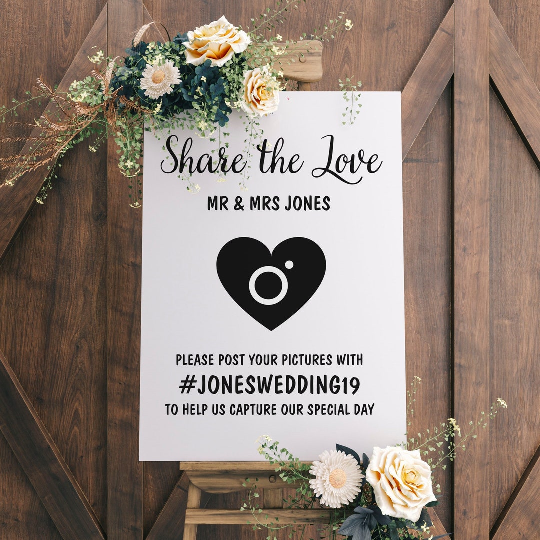 Share the Love Wedding Hashtag Sign Quality 6mm Wooden MDF Sign ...
