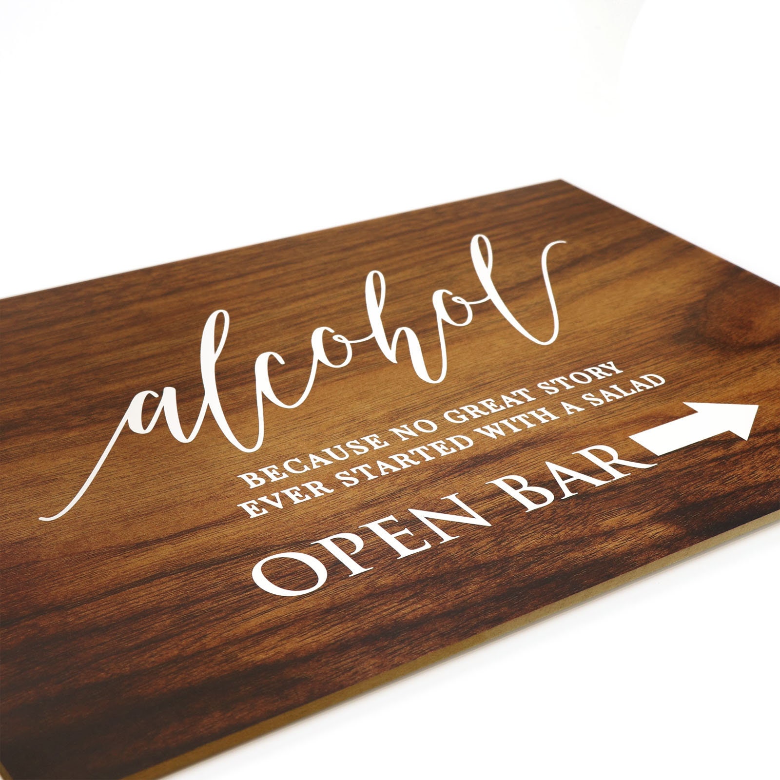 Wedding Bar Sign 6mm Thick Wooden Sign. Open Bar This Way Sign. Wedding ...
